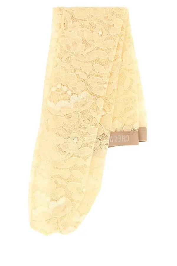 Valentino Garavani Cream Stretch Lace Socks - Yellow