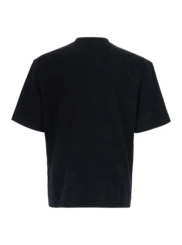 Stone Island Crew Neck Heavyweight With Short Sleeves And Patch, Tech Fabric - Black