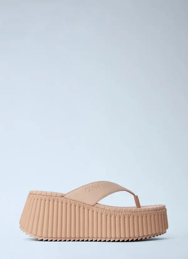 Chloé Nama Wedge Sandals - Cream