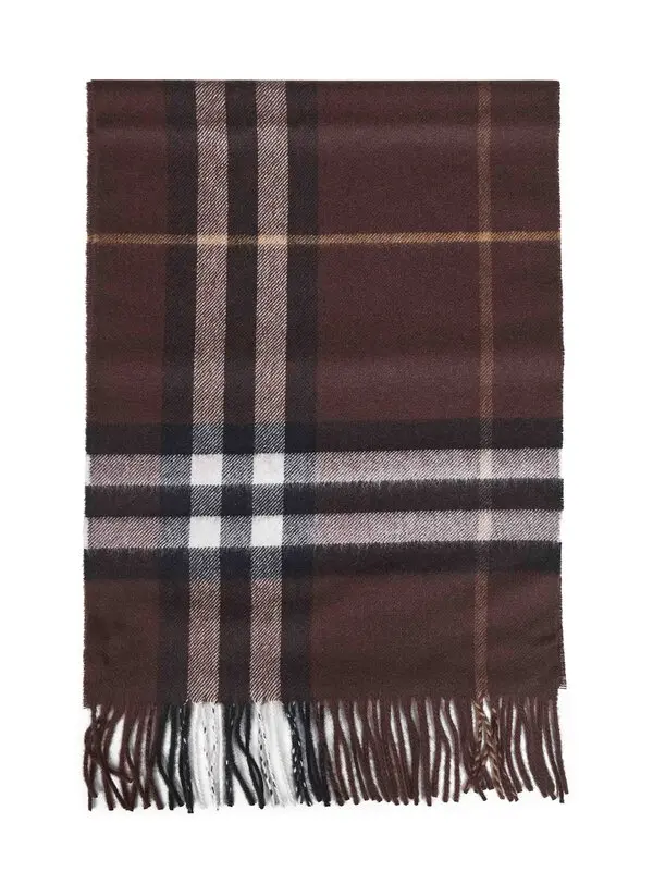 Burberry Treacle Brown Check Cashmere Scarf - Multicolor