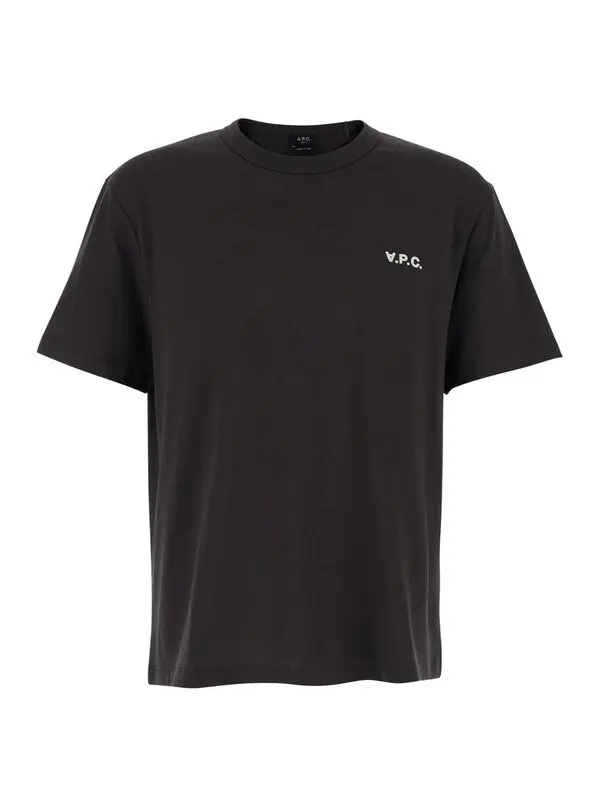 A.p.c. Crew Neck T-shirt With Front Logo In Cotton - Brown