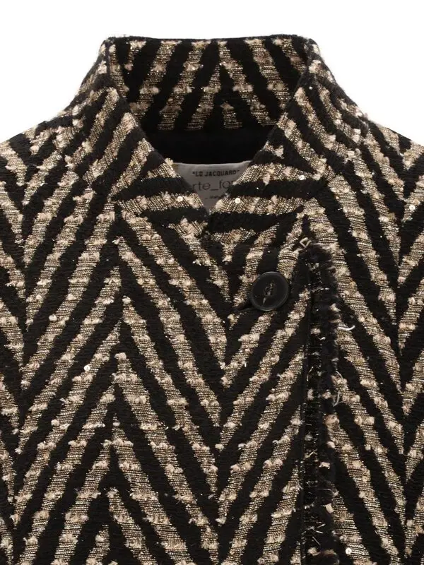 FORTE_FORTE Chevron Jacquard Oversized Jacket - Black