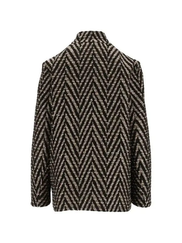 FORTE_FORTE Chevron Jacquard Oversized Jacket - Black