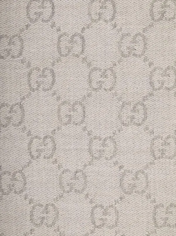 Gucci Gray Wool Gg Jacquard Motif Knit Scarf For - Multicolor