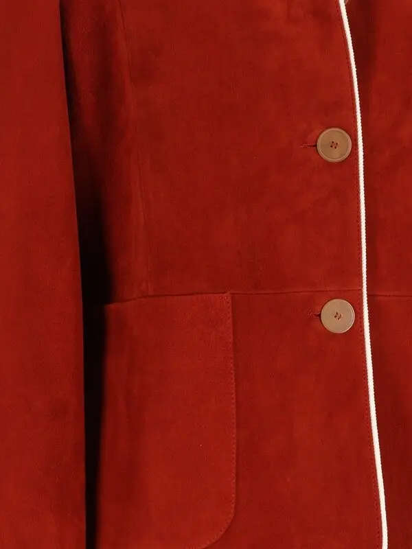 FORTE_FORTE Suede Band Collar Jacket - Orange