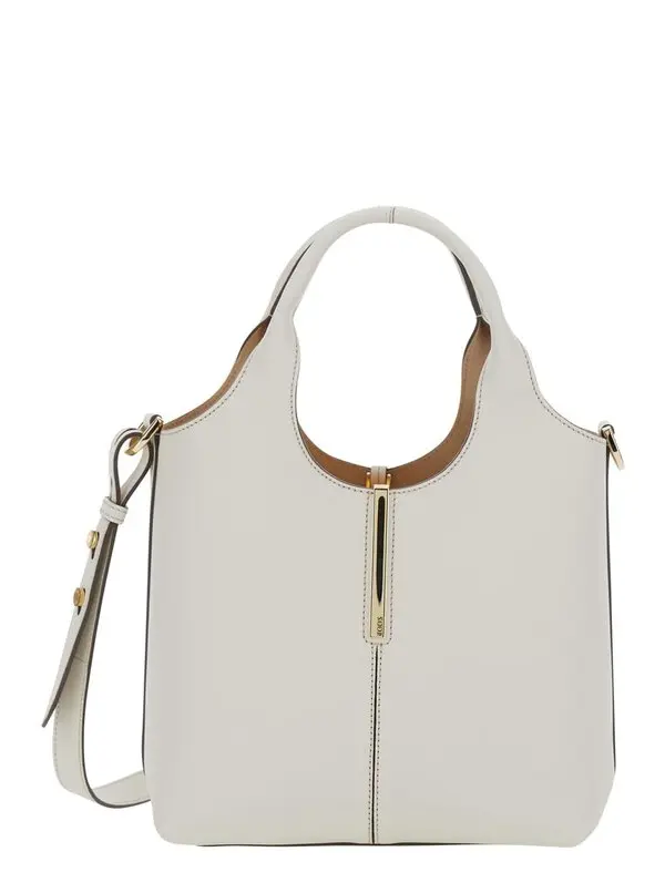 TOD'S White Handbag With Adjustable And Removable Shoulder Strap And Metal Bar On The Front In Leather For - Multicolor