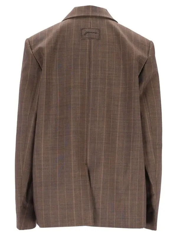 GANNI Pinstriped Wool Blazer