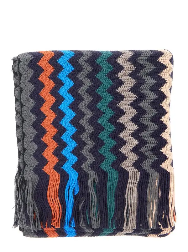 Missoni Scarf With All-over Zig Zag Motif And Fringed Edge In Wool And Fabric Blend For - Multicolor