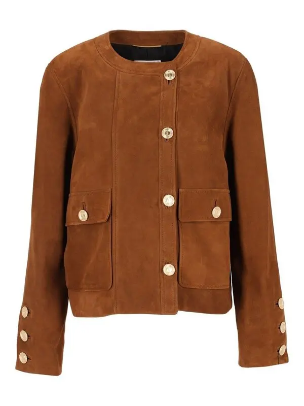 Saint Laurent Short Suede Jacket - Brown