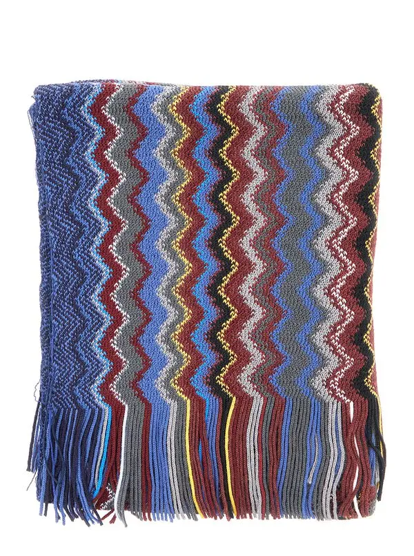 Missoni Scarf With All-over Zig Zag Motif And Fringed Edge In Wool And Fabric Blend For - Multicolor
