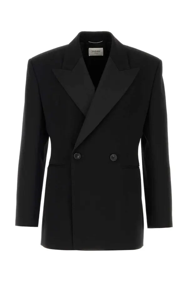 Saint Laurent Veste Croisée Grain De Poudre - Multicolor