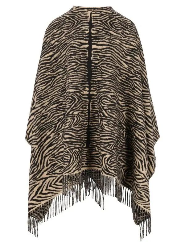 Fendi Wool Poncho With Animal Tiger Print