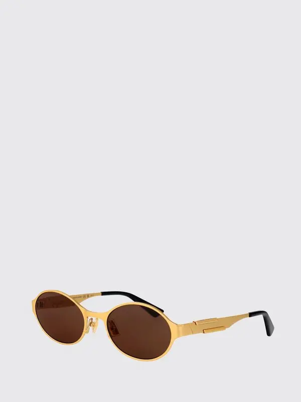 Bottega Veneta Vintage Oval Metal Sunglasses With Dark Lenses - Gold
