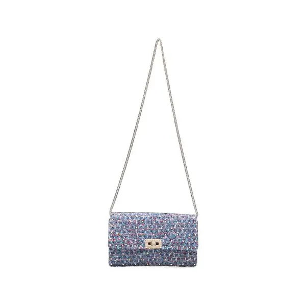 Valentino Garavani Tweed Rockstud Cross Body Bag - Blue