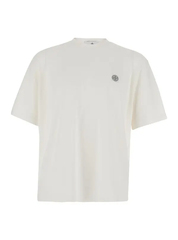 Stone Island Crew Neck Heavyweight T-shirt With Crew Neck And Short Sleeves In Cotton For - White