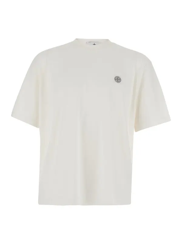 Stone Island Crew Neck Heavyweight T-shirt With Crew Neck And Short Sleeves In Cotton For - White