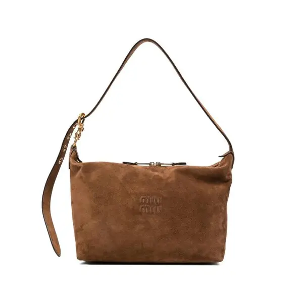 Miu Miu Calf Suede Shoulder Bag - Brown