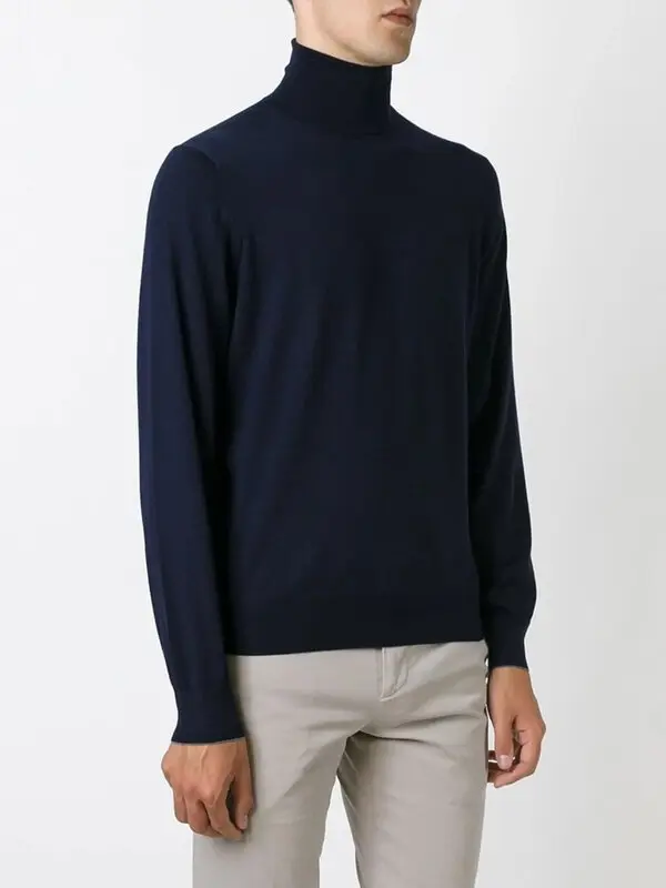 Brunello Cucinelli Wool Blend Turtleneck Sweater - Blue