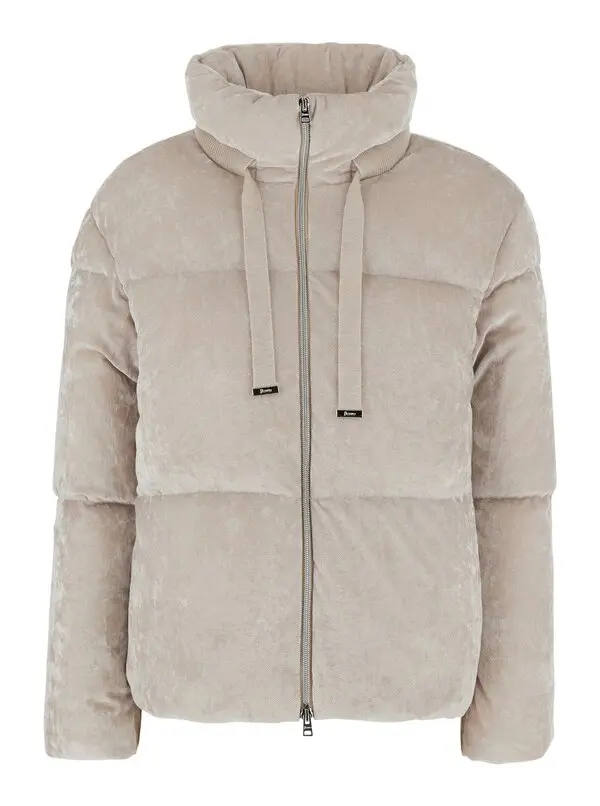 Herno High Collar Velvet Effect Puffer Jacket - Multicolor