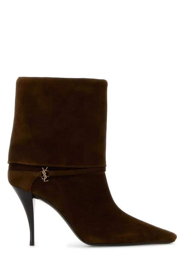 Saint Laurent Vicky 90 Bootie - Brown