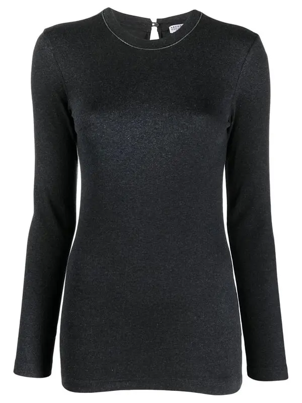 Brunello Cucinelli Chain Collar Long-sleeved Fitted Top
