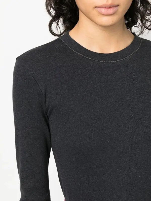 Brunello Cucinelli Chain Collar Long-sleeved Fitted Top