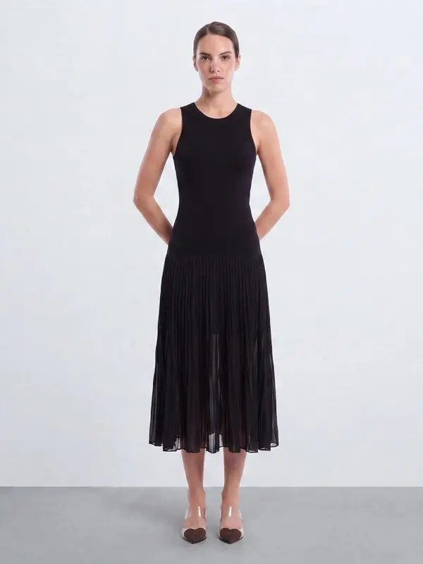 Alaïa Pleated Sheer Midi Dress