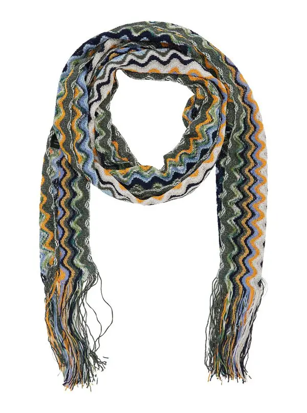 Missoni Scarf With All-over Zig Zag Motif And Fringed Edge In Fabric For - Multicolor