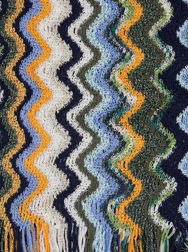 Missoni Scarf With All-over Zig Zag Motif And Fringed Edge In Fabric For - Multicolor
