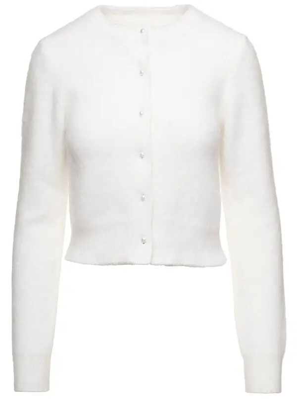 MAISON MARGIELA Angora Cropped Cardigan - White