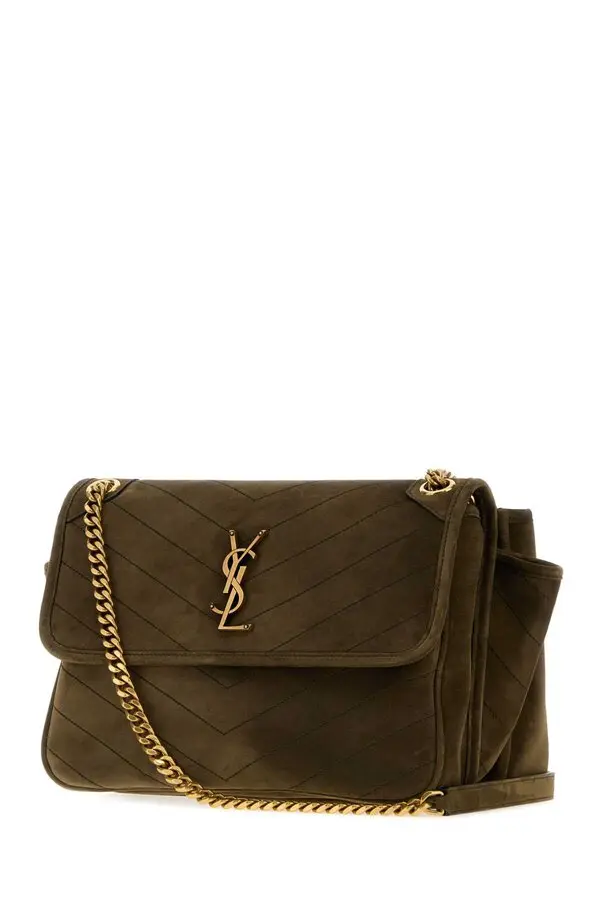 Saint Laurent Army Suede Niki Tripouch Shoulder Bag - Green
