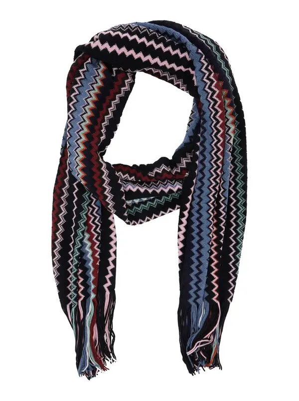 Missoni Scarf With All-over Zig Zag Motif And Fringed Edge In Blend Wool And Fabric - Multicolor