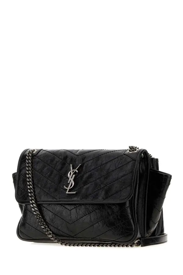 Saint Laurent Leather Niki Tripouch Shoulder Bag - Black