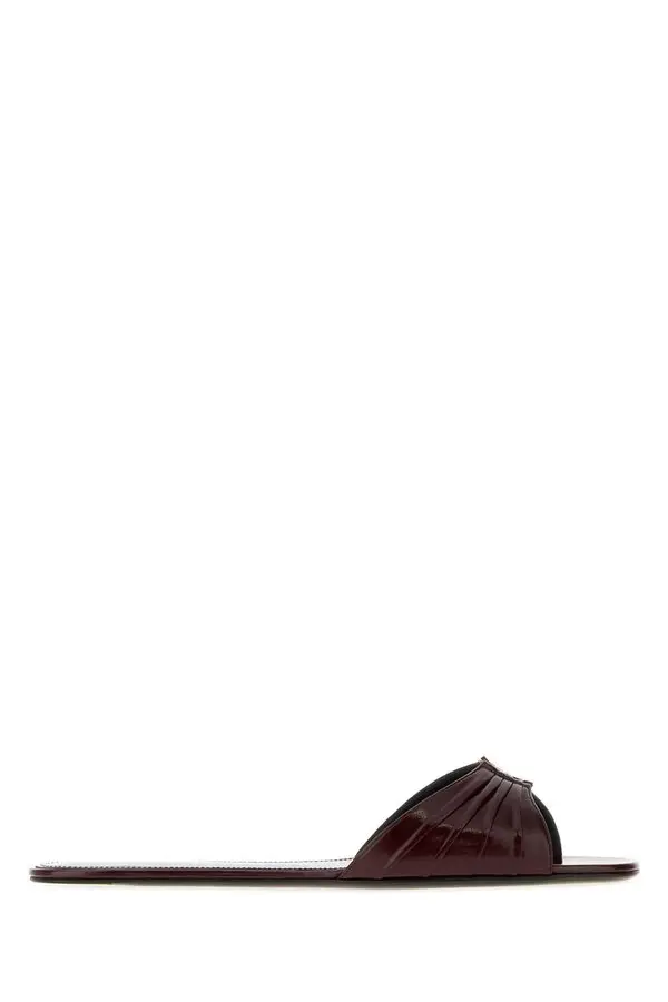 Saint Laurent Burgundy Leather Babylone Slippers - Red