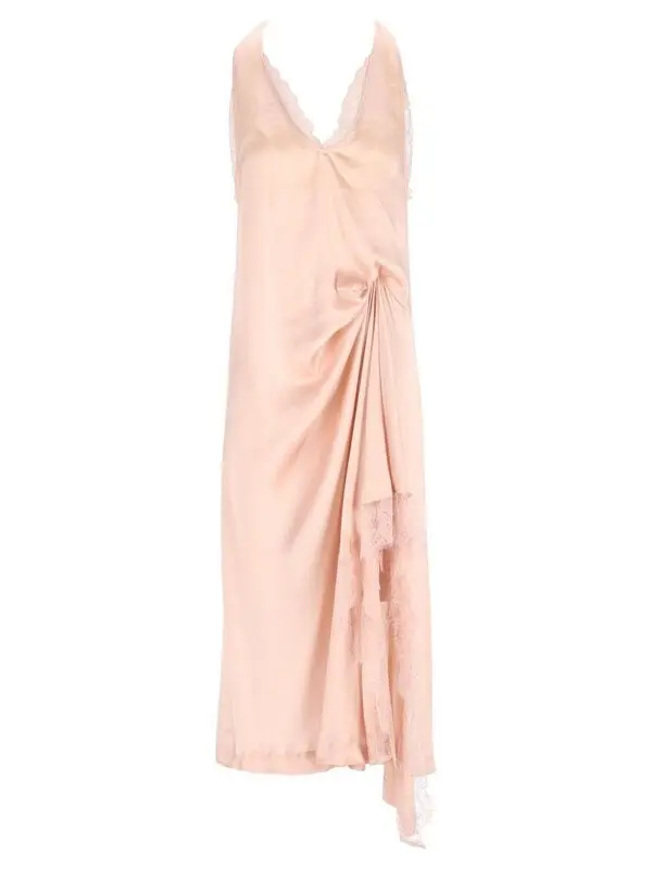 MAISON MARGIELA Silk Midi Lace Slip Dress - Multicolor