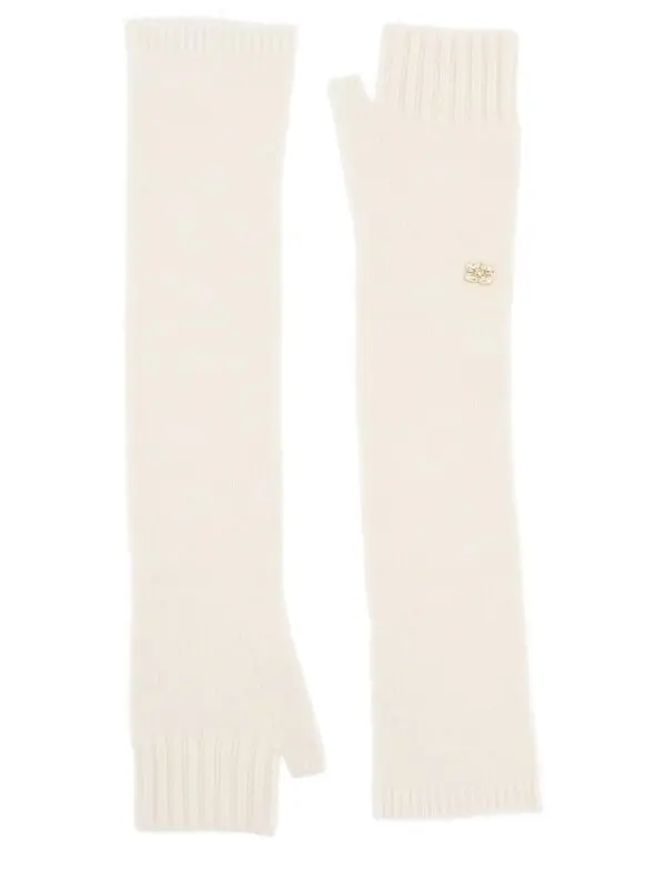 GANNI Wool Gloves - Cream