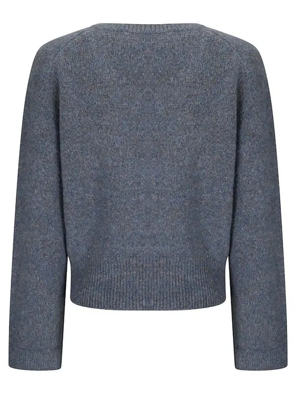 GANNI Melange Mohair V-neck Sweater - Blue