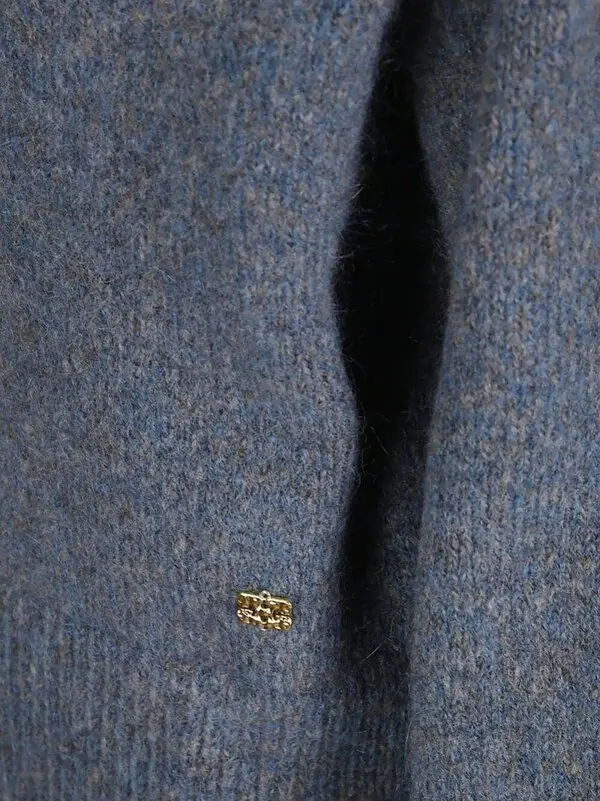 GANNI Melange Mohair V-neck Sweater - Blue