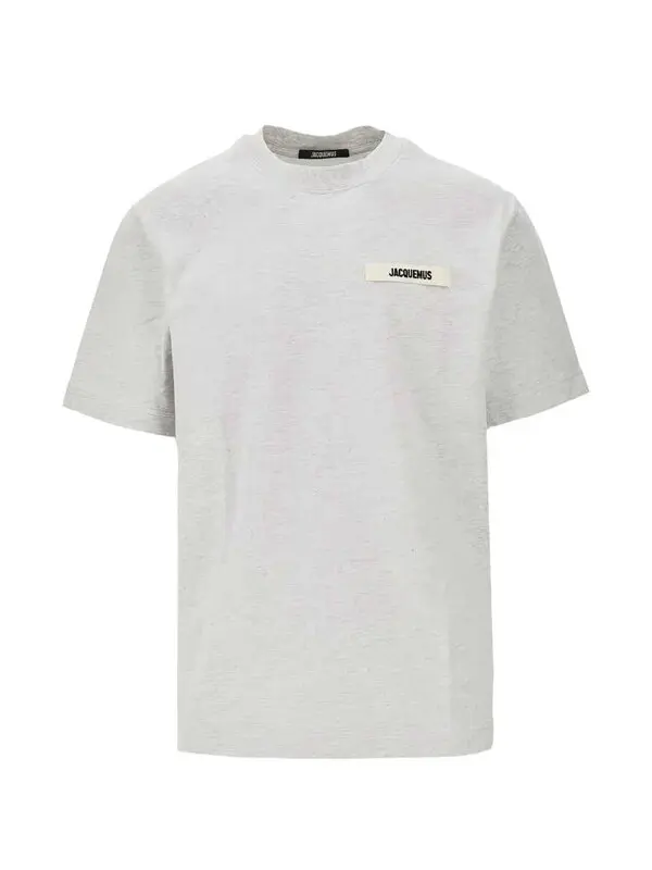 Jacquemus T-shirt With Grosgrain Logo Appliqu - Gray