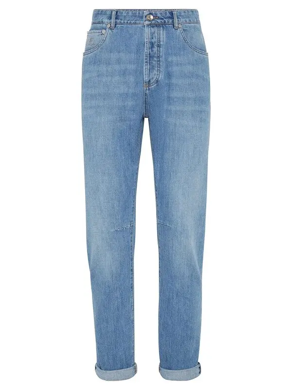 Brunello Cucinelli Pantalone Cinque Tasche In Denim Leggero - Blue