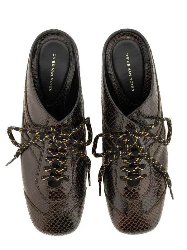 Dries Van Noten Leather Slip-on Mules - Brown