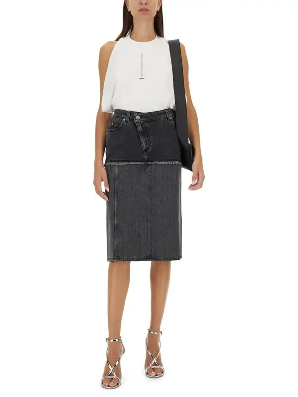 Alexander McQueen Two-tone Denim Skirt