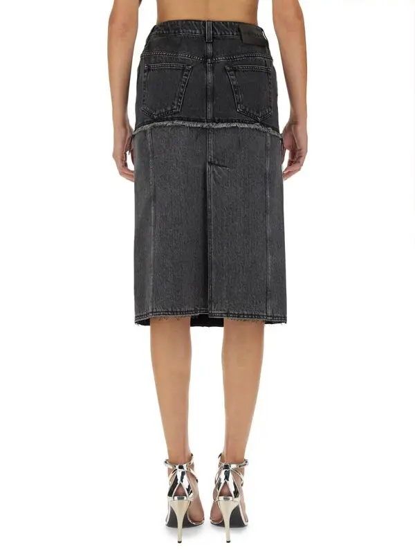 Alexander McQueen Two-tone Denim Skirt