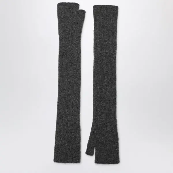 ROBERTO COLLINA Long Grey Gloves In Cashmere And Silk Blend - Gray