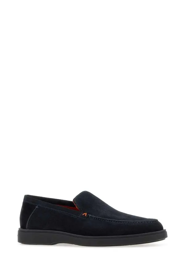 Santoni Navy Suede Derision Loafers