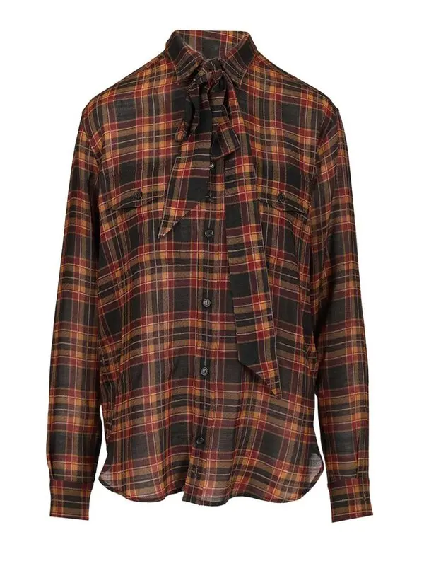 Saint Laurent Lavalliére Cassandre Tartan Wool Shirt - Multicolor