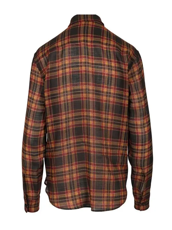 Saint Laurent Lavalliére Cassandre Tartan Wool Shirt