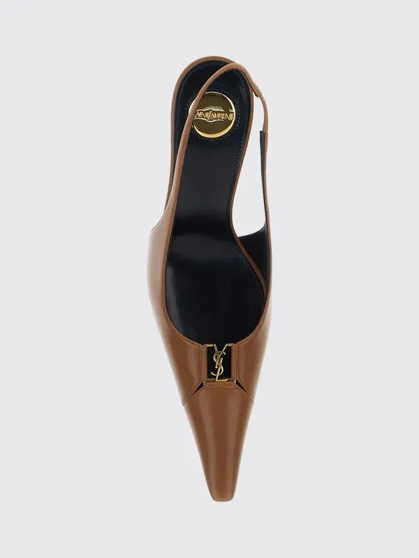 Saint Laurent Babylone Breteuil Leather Slingback Pumps - Brown
