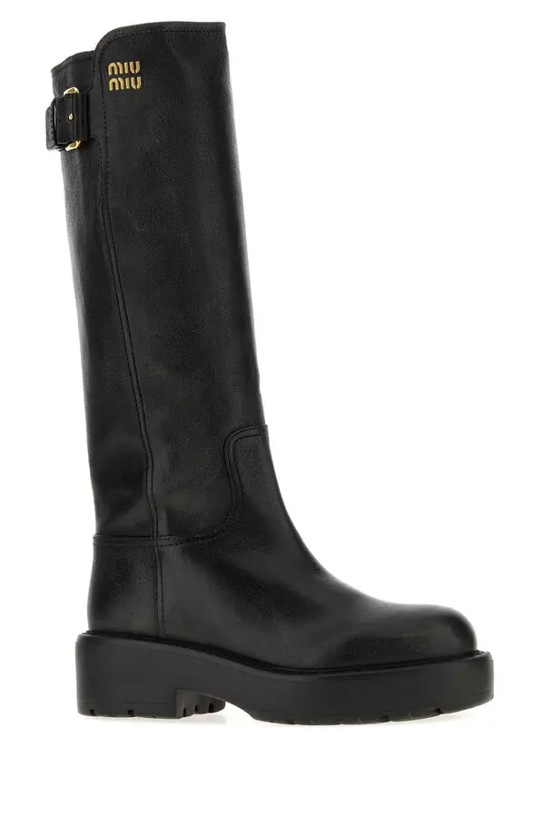 Miu Miu Leather Boots - Black