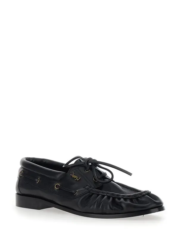 Saint Laurent Le Loafer Bateau Boat Shoes - Black